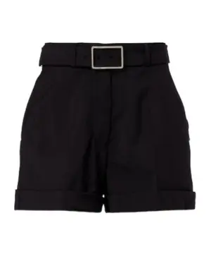 Sportmax Ghiera Belted Virgin Wool Shorts - Black