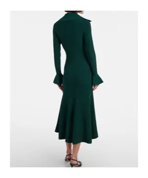 SELF-PORTRAIT Ribbed-knit Midi Dress