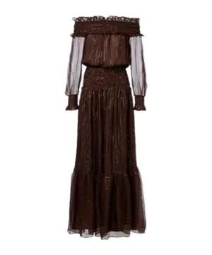 SELF-PORTRAIT Shirred Silk-blend Georgette Maxi Dress