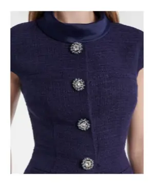 SELF-PORTRAIT Bouclé Taffeta Midi Dress
