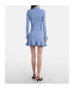 SELF-PORTRAIT Beaded Ribbed-knit Miniskirt