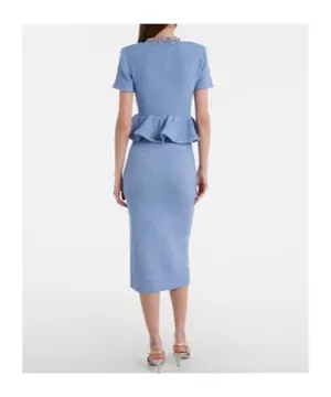 SELF-PORTRAIT Embellished Knitted Midi Dress