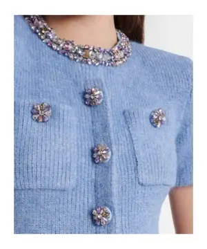 SELF-PORTRAIT Embellished Knitted Midi Dress