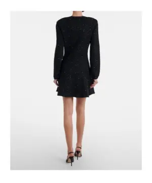 SELF-PORTRAIT Bow-detail Sequined Knitted Minidress