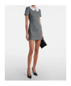 SELF-PORTRAIT Herringbone Wool-blend Minidress