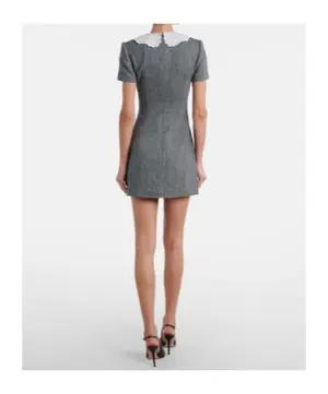 SELF-PORTRAIT Herringbone Wool-blend Minidress
