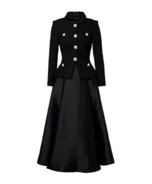 SELF-PORTRAIT Bouclé Taffeta Midi Dress - Black