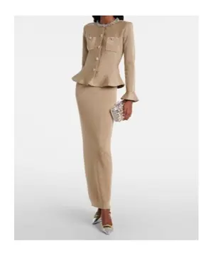 SELF-PORTRAIT Embellished Peplum Lamé Maxi Dress