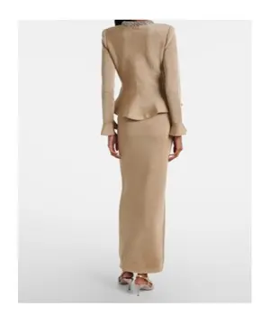 SELF-PORTRAIT Embellished Peplum Lamé Maxi Dress