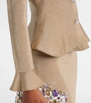 SELF-PORTRAIT Embellished Peplum Lamé Maxi Dress