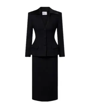 SELF-PORTRAIT Wool-blend Twill Midi Dress