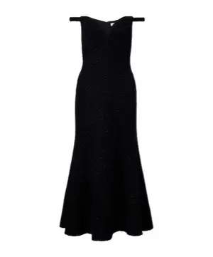 SELF-PORTRAIT Off-the-shoulder Tweed Midi Dress