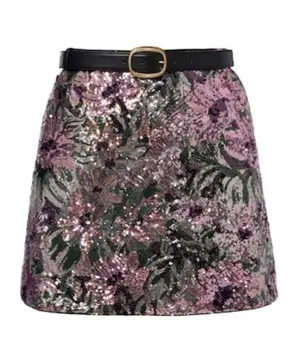 SELF-PORTRAIT Floral Sequined Miniskirt - Black