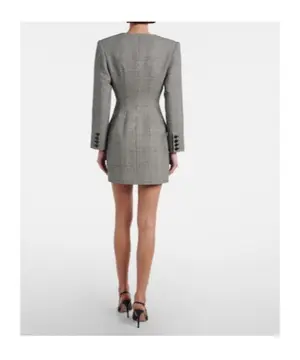 SELF-PORTRAIT Checked Wool-blend Minidress