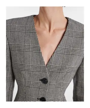 SELF-PORTRAIT Checked Wool-blend Minidress
