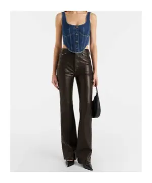 SELF-PORTRAIT Embellished Denim Crop Top