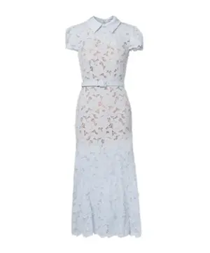 SELF-PORTRAIT Floral Guipure Lace Midi Dress - White