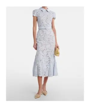 SELF-PORTRAIT Floral Guipure Lace Midi Dress