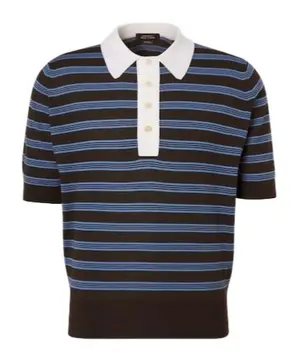 WALES BONNER Striped Polo Shirt - Black