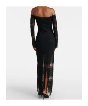 Blumarine Off-shoulder Lace Tulle Maxi Dress