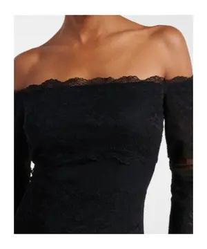 Blumarine Off-shoulder Lace Tulle Maxi Dress