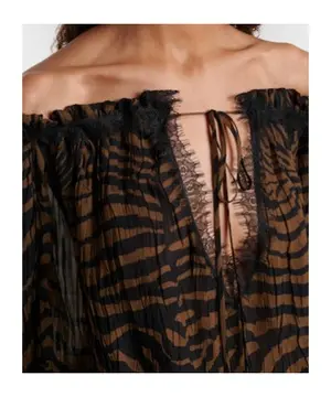 Blumarine Lace-trimmed Zebra-print Chiffon Top