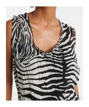 Blumarine Zebra Print Asymmetrical Chiffon Maxi Dress