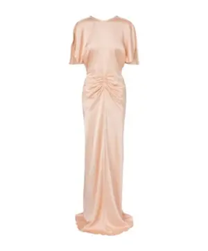 Victoria Beckham Isabella Gathered Satin Gown - Nude