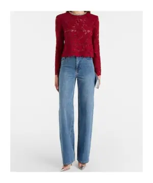 SELF-PORTRAIT Embellished Guipure Lace Top