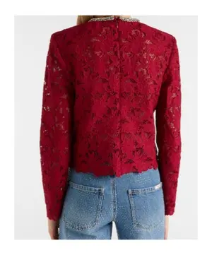 SELF-PORTRAIT Embellished Guipure Lace Top