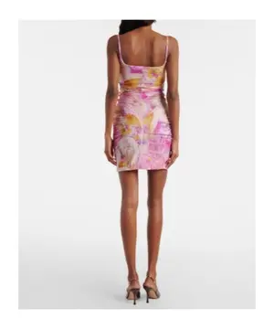Blumarine Floral-appliqué Printed Jersey Minidress