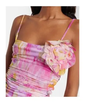 Blumarine Floral-appliqué Printed Jersey Minidress
