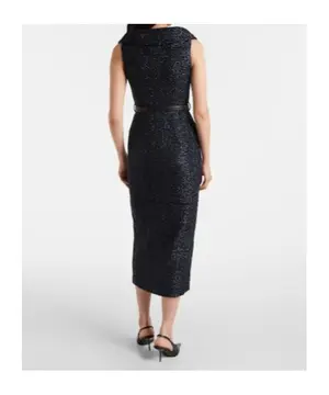 SELF-PORTRAIT Tie-waist Tweed Midi Dress