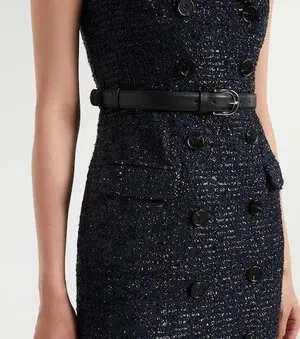 SELF-PORTRAIT Tie-waist Tweed Midi Dress