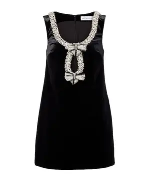 SELF-PORTRAIT Crystal-embellished Velvet Minidress - Black