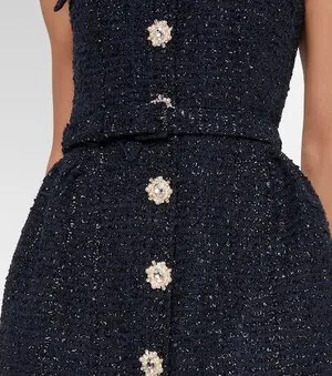 SELF-PORTRAIT Tie-waist Tweed Mini Dress