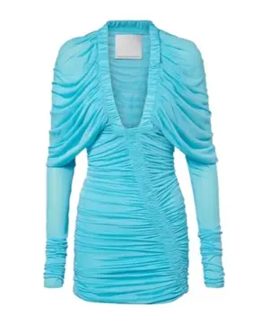 Christopher Esber Orion Ruched Sheer Minidress - Blue