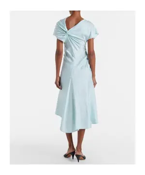 Victoria Beckham Asymmetrical Floral Midi Dress