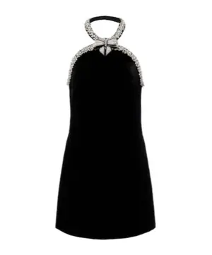 SELF-PORTRAIT Crystal-embellished Velvet Minidress - Black
