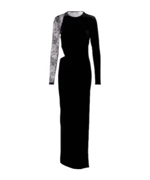 SELF-PORTRAIT Cutout Lace-trimmed Velvet Maxi Dress - Black