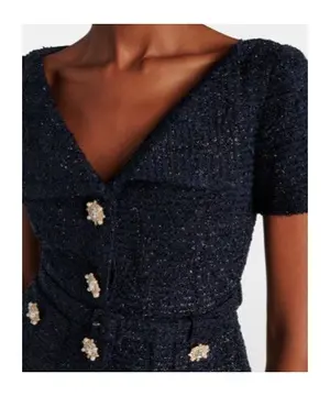 SELF-PORTRAIT Embellished Tweed Satin Maxi Dress