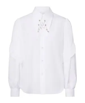 Comme Des Garçons Embellished Cotton Shirt - White