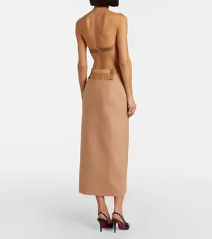 MUGLER Cutout Wool-blend Pencil Skirt