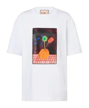 Plan C Printed Cotton Jersey T-shirt - White