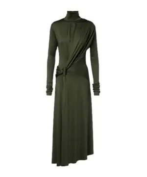 Victoria Beckham Gathered Turtleneck Midi Dress