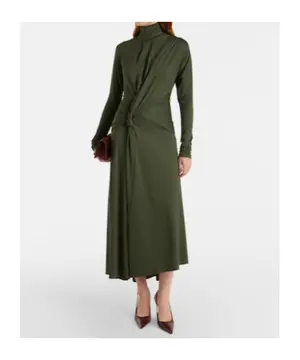 Victoria Beckham Gathered Turtleneck Midi Dress