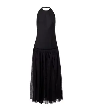 RÓHE Pleated Wool-blend Muslin Maxi Dress - Black