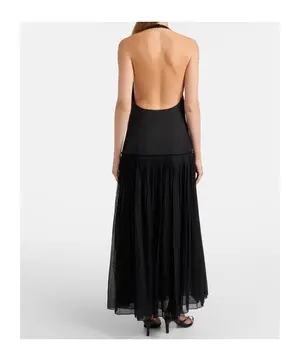 RÓHE Pleated Wool-blend Muslin Maxi Dress