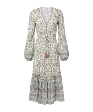 Veronica Beard Vani Paisley Ruffled Midi Dress