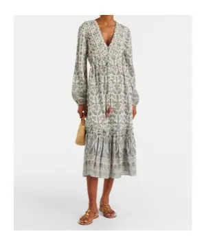 Veronica Beard Vani Paisley Ruffled Midi Dress